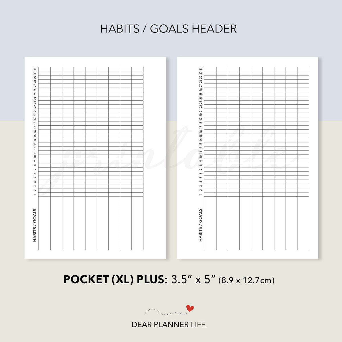 Daily Tasks Tracker (Pocket Plus) Printable PDF : KP-01 – DearPlannerLife
