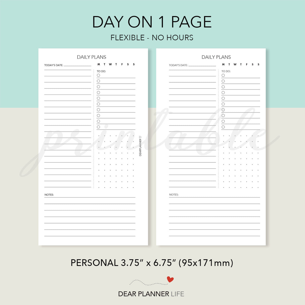 Flexible Day on 1 Page Printable PDF : P37 – DearPlannerLife